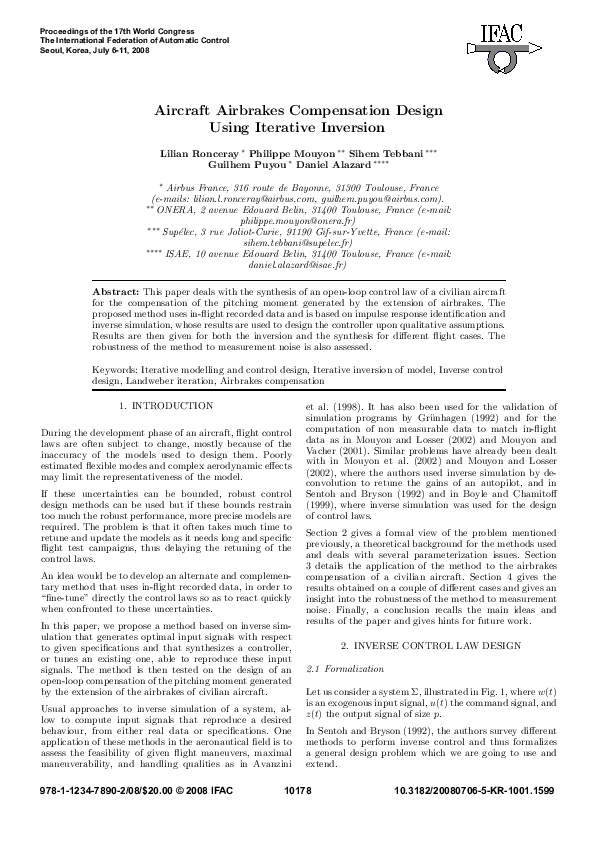 (PDF) Aircraft Airbrakes Compensation Design Using Iterative Inversion