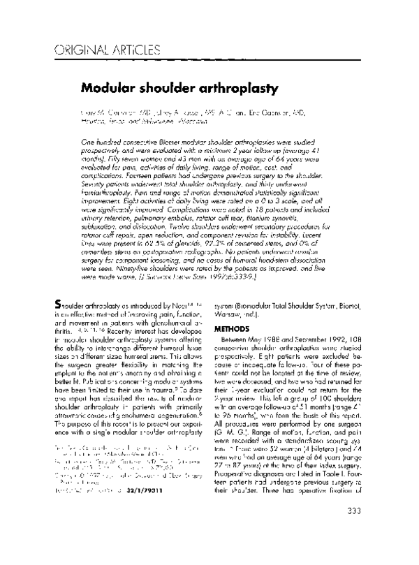 (PDF) Modular shoulder arthroplasty