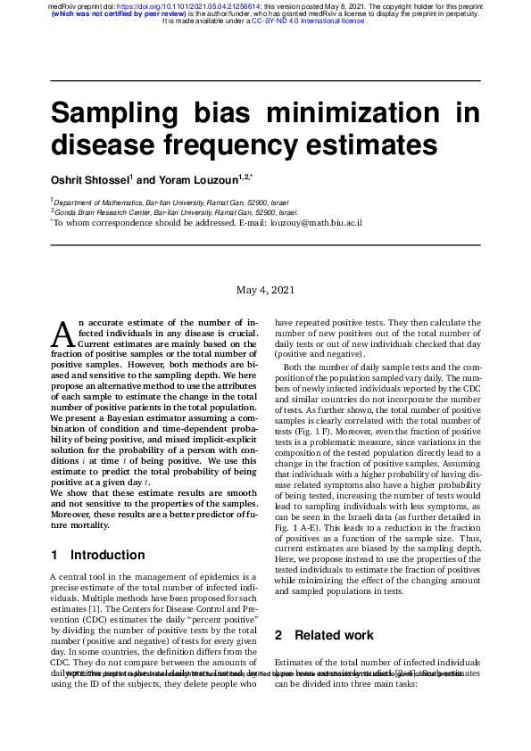 (PDF) Sampling bias minimization in disease frequency estimates | Yoram ...