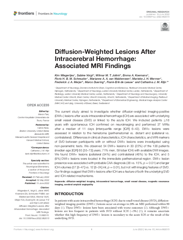 (PDF) Diffusion-Weighted Lesions After Intracerebral Hemorrhage ...