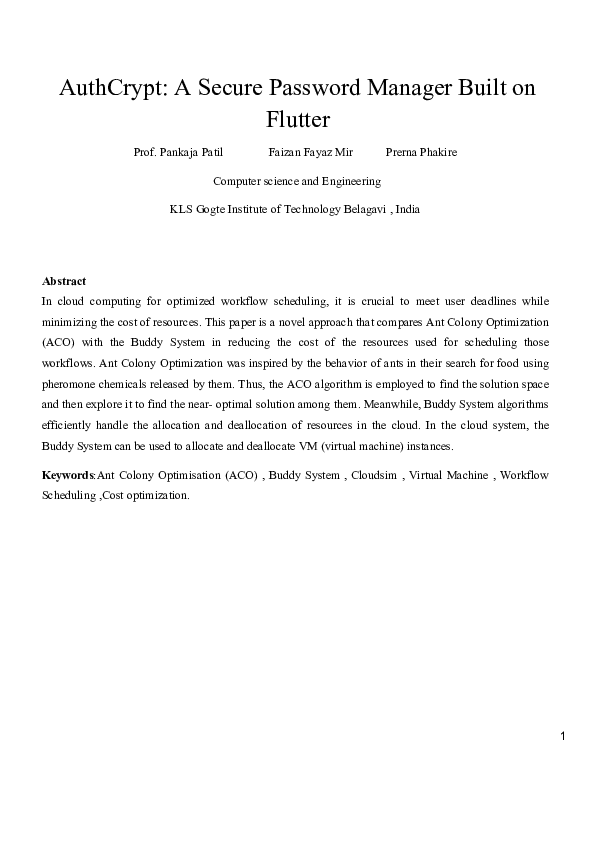 (PDF) AuthCrypt: A Secure Password Manager Built on Flutter