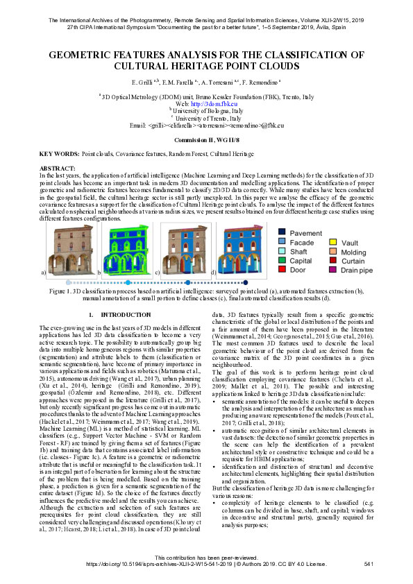 (PDF) Geometric Features Analysis for the Classification of Cultural ...