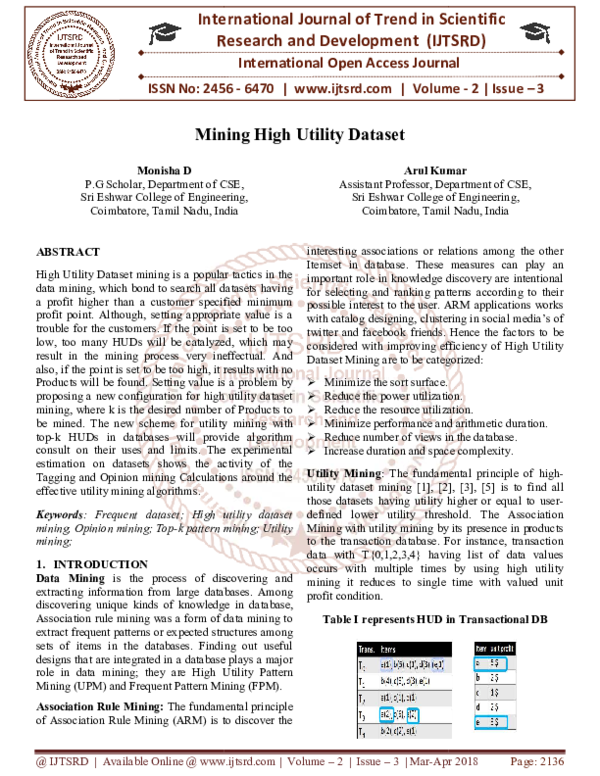 (PDF) Mining High Utility Dataset
