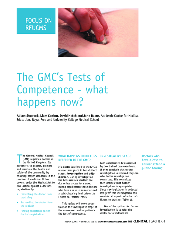 (PDF) The GMC's Tests of Competence - what happens now?