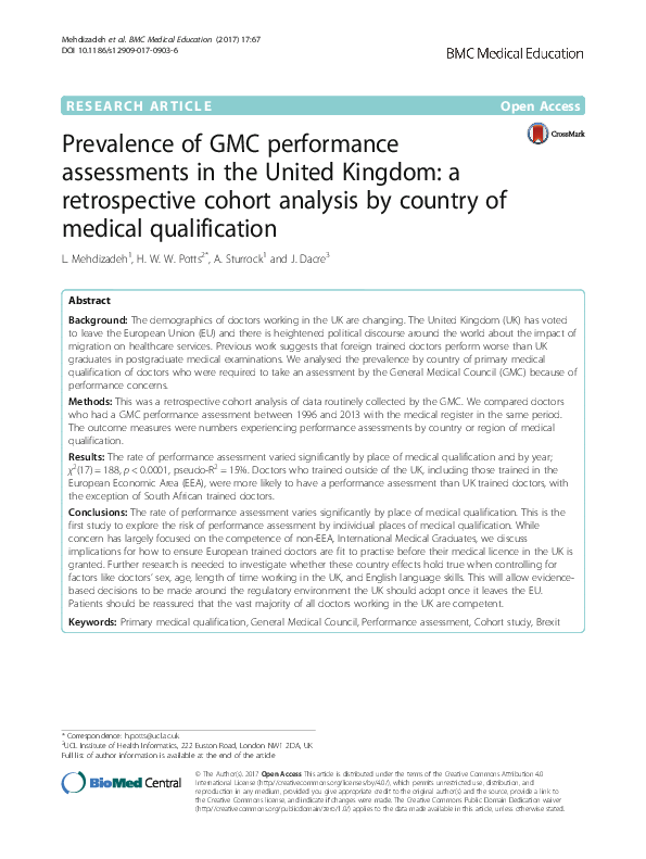 (PDF) Prevalence of GMC performance assessments in the United Kingdom ...