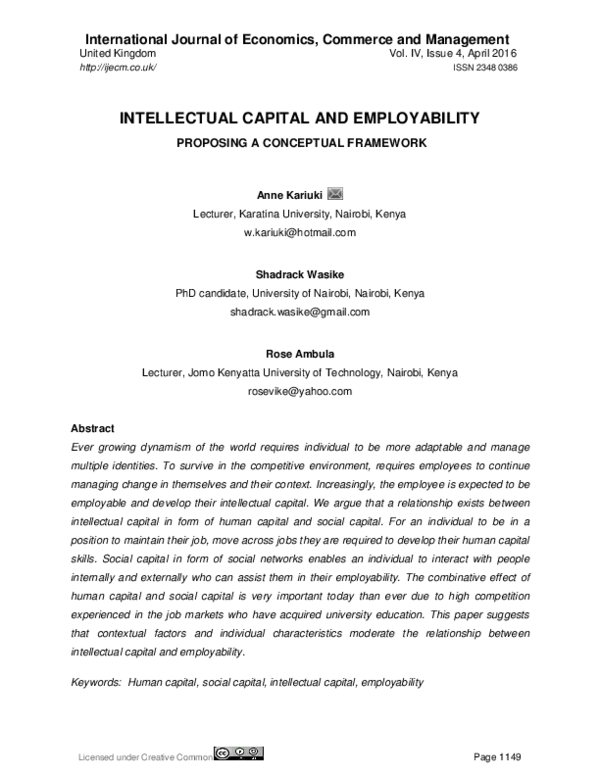 (PDF) International Journal of Economics, Commerce and Management INTELLECTUAL CAPITAL AND ...
