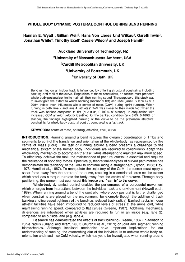 (PDF) Whole Body Dynamic Postural Control During Bend Running