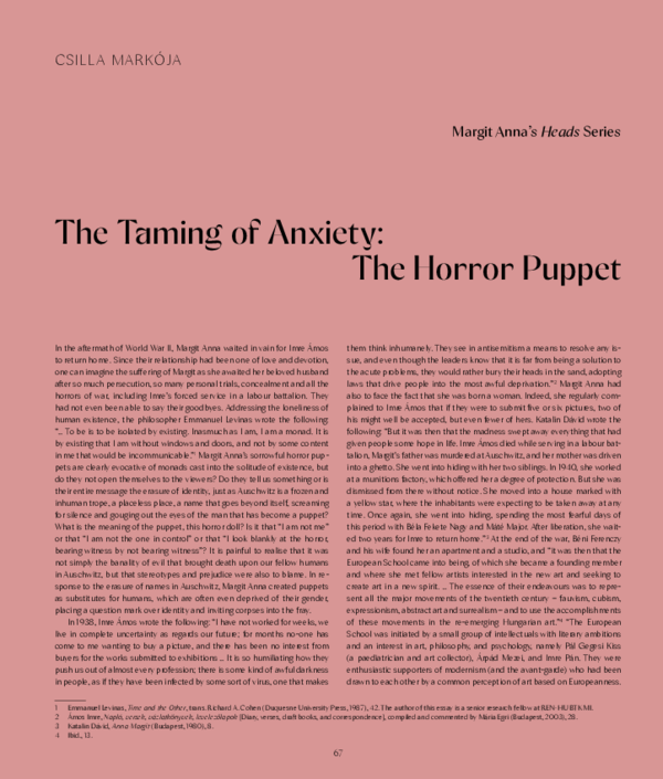 (PDF) The Taming of Anxiety: The Horror Puppet. Margit Anna’s Heads Series