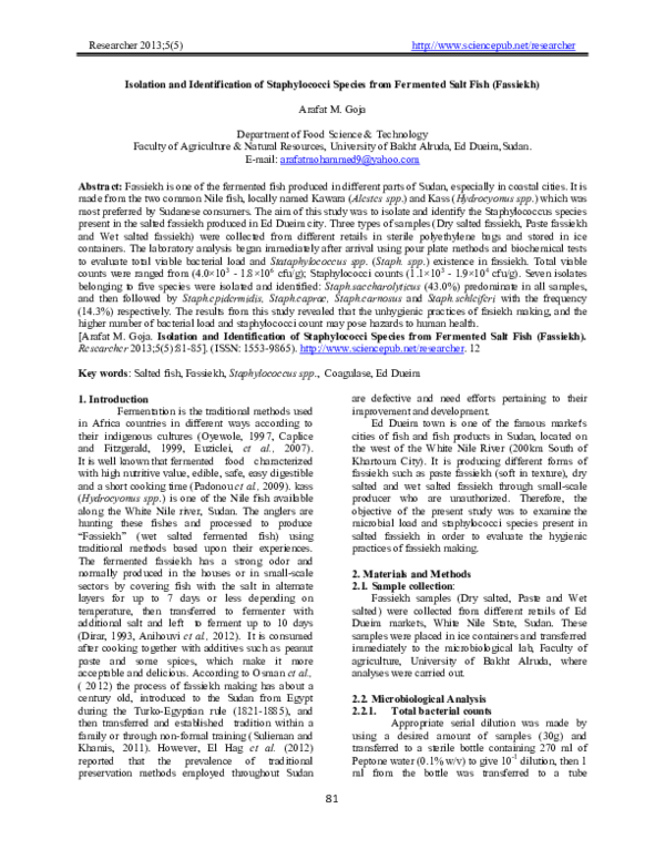 (PDF) Isolation and Identification of Staphylococcus spp. in Fresh Beef