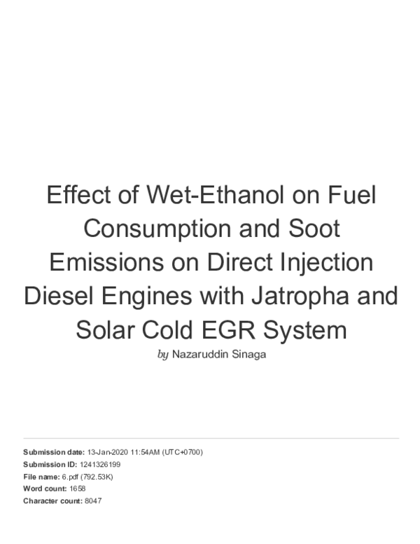 (PDF) Effect of Wet-Ethanol on Fuel Consumption and Soot Emissions on ...