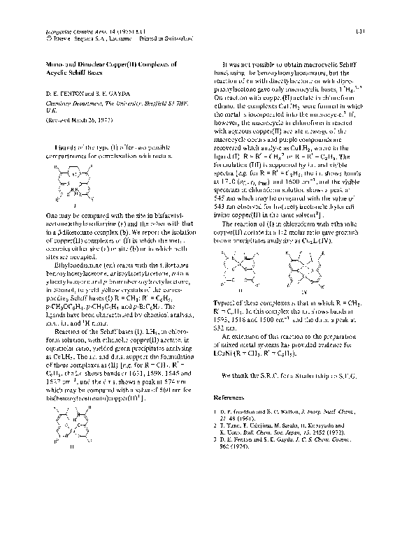 (PDF) Mono- and dinuclear copper(II) complexes of acyclic schiff bases