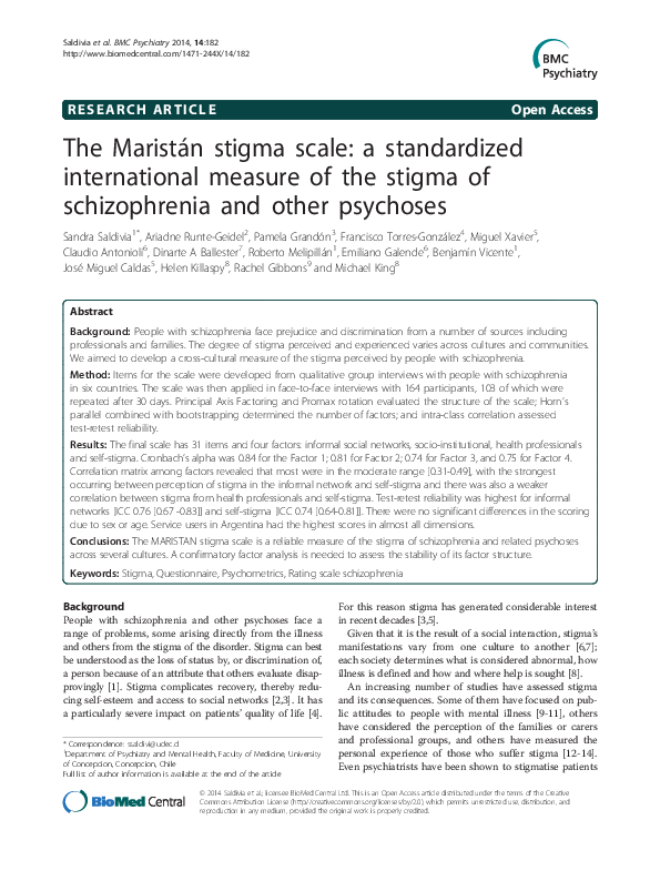 (PDF) The Maristán stigma scale: a standardized international measure ...