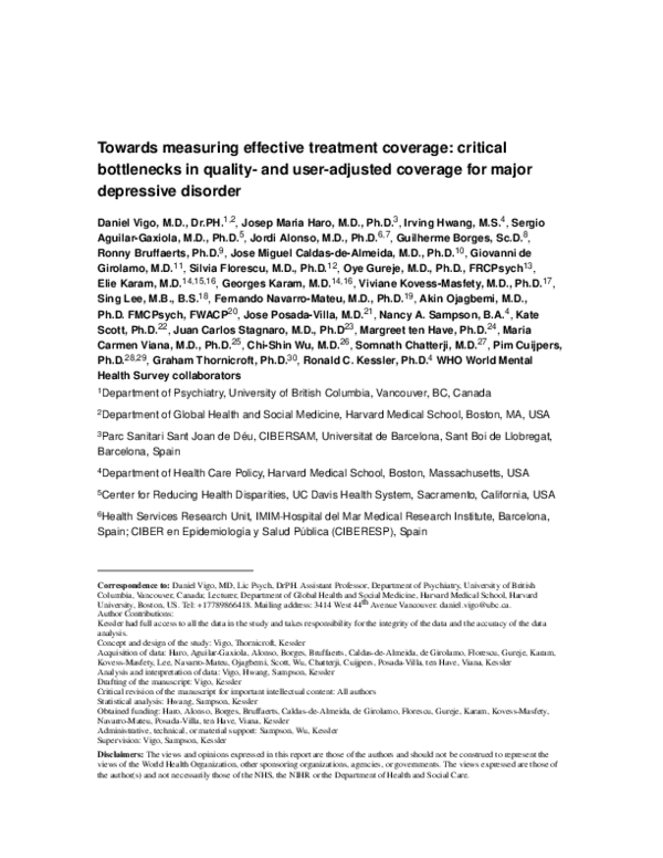 (PDF) Toward measuring effective treatment coverage: critical ...