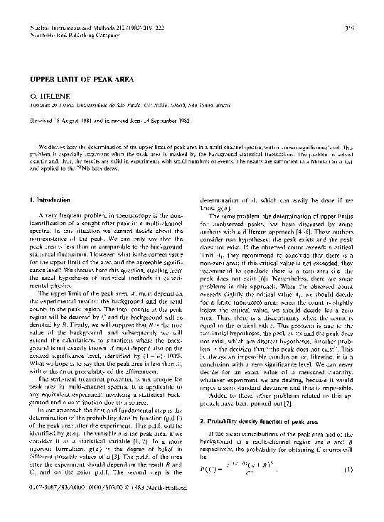 (PDF) Upper limit of peak area