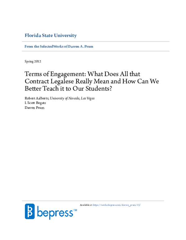 (PDF) Terms of Engagement: What Does All that Contract Legalese Really ...