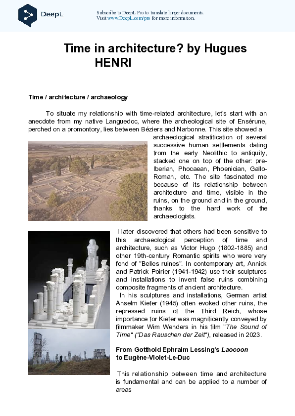 (PDF) Time in architecture ? by Hugues HENRI
