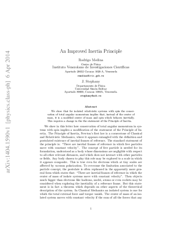 (PDF) An Improved Inertia Principle