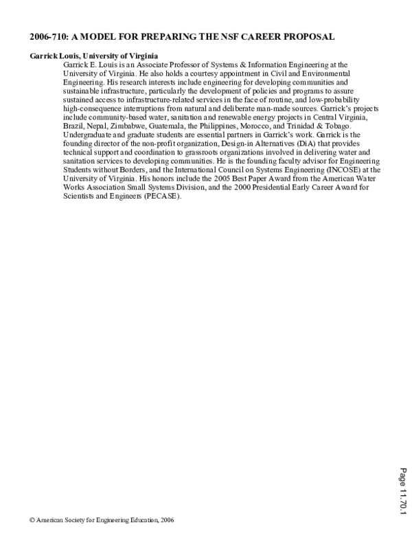 (PDF) A Model For Preparing The Nsf Career Proposal