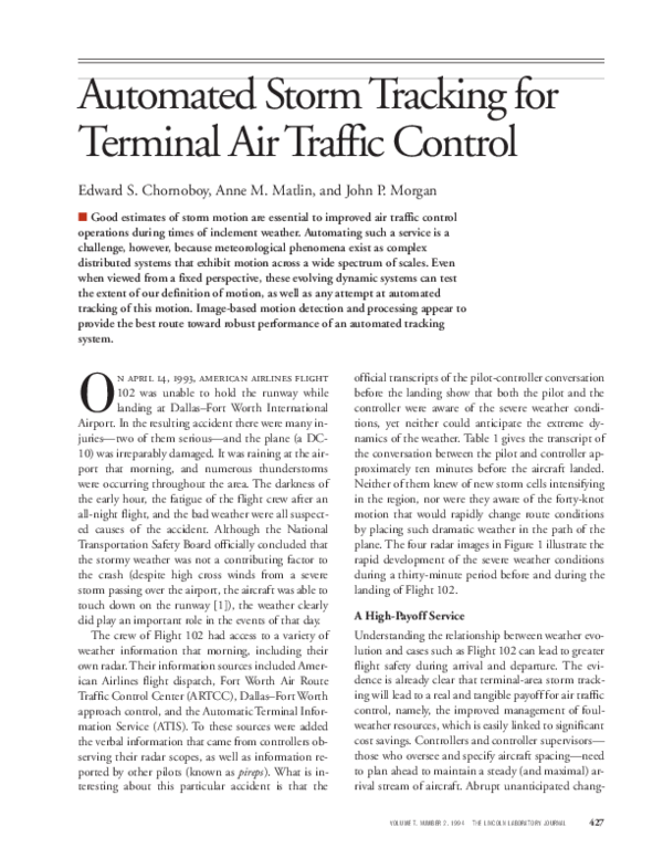 (PDF) Automated storm tracking for terminal air traffic control