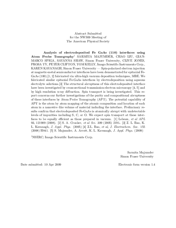 (PDF) Analysis of electrodeposited Fe GaAs (110) interfaces using Atom ...