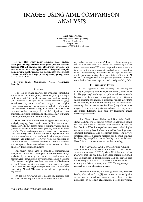 (PDF) IMAGES USING AIML COMPARISON ANALYSIS