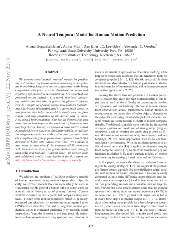 (PDF) A Neural Temporal Model for Human Motion Prediction