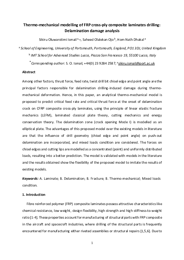 (PDF) Modeling Delamination in CFRP Drilling