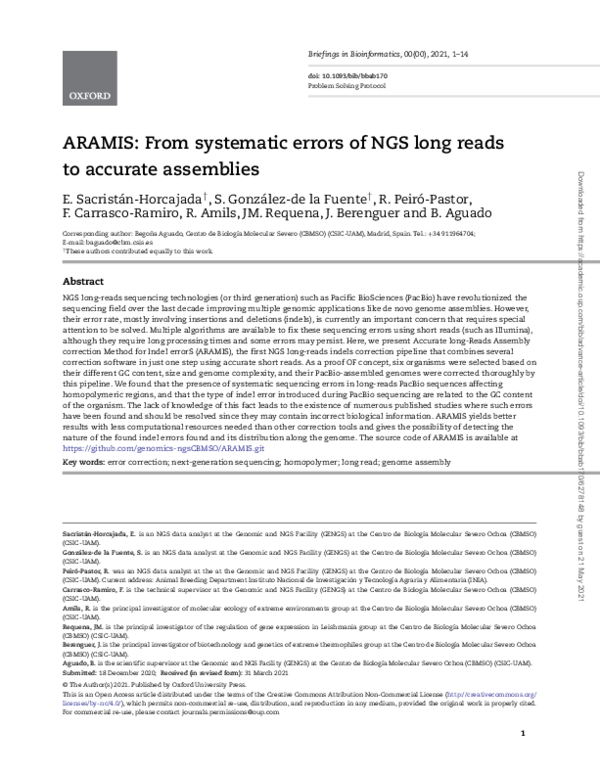 (PDF) ARAMIS: From systematic errors of NGS long reads to accurate assemblies