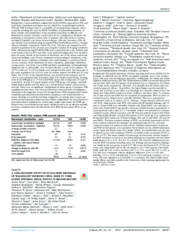 (PDF) Tu1375 A CASE-MATCHED STUDY ON EUS-GUIDED DRAINAGE OF WALLED-OFF NECROSIS USING 20MM VS ...