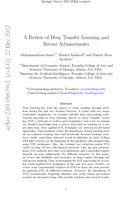 (PDF) A Review of Deep Transfer Learning and Recent Advancements
