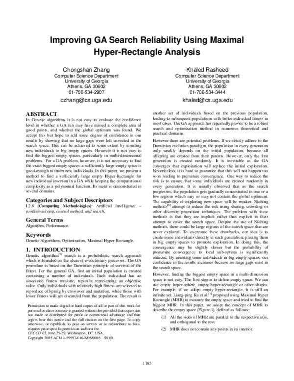 (PDF) Improving GA search reliability using maximal hyper-rectangle analysis