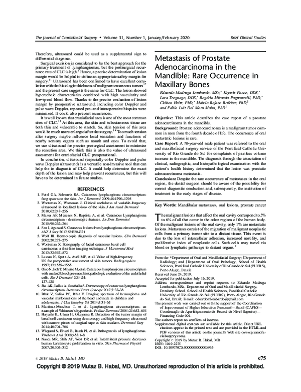 (PDF) Metastasis of Prostate Adenocarcinoma in the Mandible