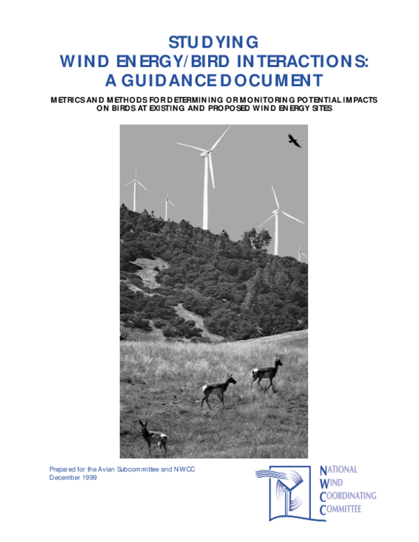 (PDF) Studying Wind Energy/Bird Interactions: A Guidance Document