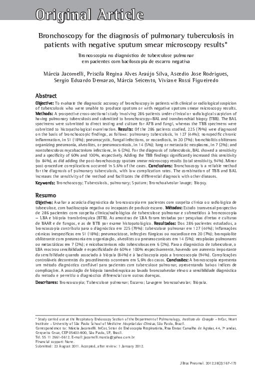 (PDF) Bronchoscopy for Diagnosing Pulmonary Tuberculosis