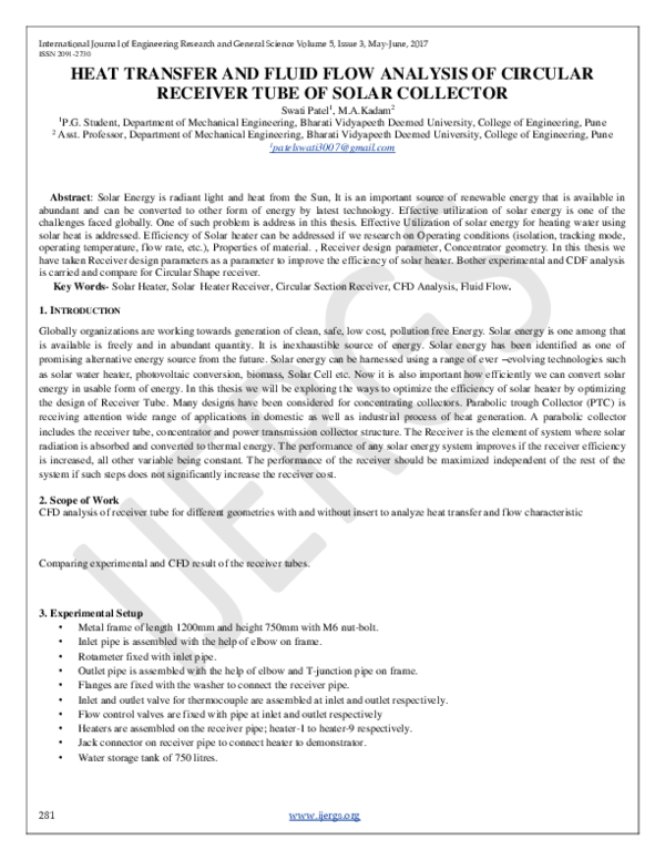 (PDF) Heat Transfer and Fluid Flow Analysis of Circular Receiver Tube ...