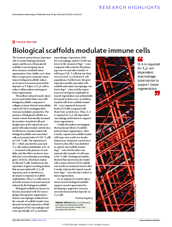 (PDF) Biological scaffolds modulate immune cells