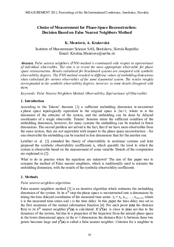(PDF) Phase-Space Reconstruction via FNN Method