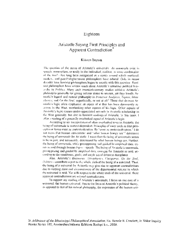 (PDF) Aristotle Saying First Principles