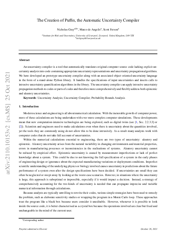 (PDF) The Creation of Puffin, the Automatic Uncertainty Compiler ...