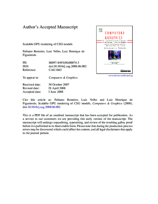 (PDF) Scalable GPU rendering of CSG models