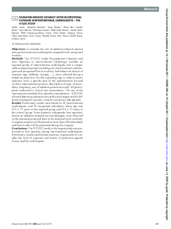 (PDF) Radiation-induced cataract after occupational exposure in ...
