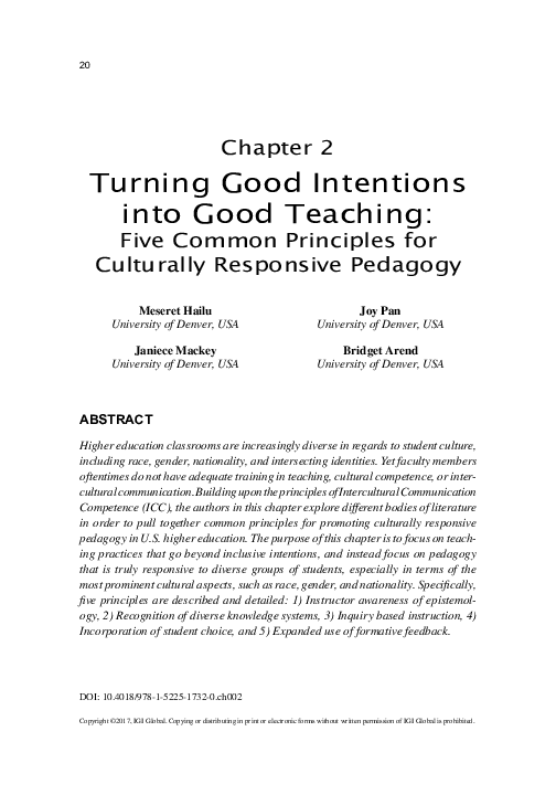 (PDF) Turning Good Intentions into Good Teaching