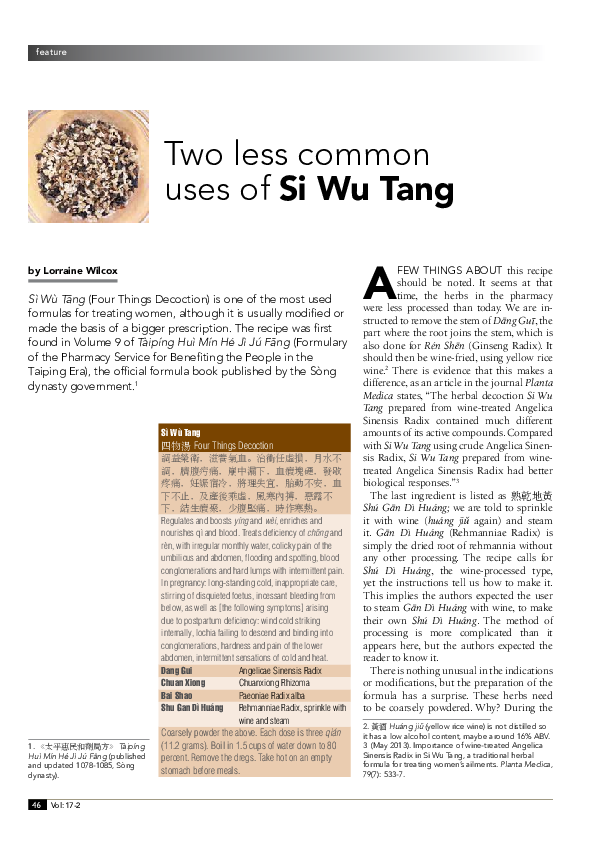 (PDF) Two less common uses of Si Wu Tang