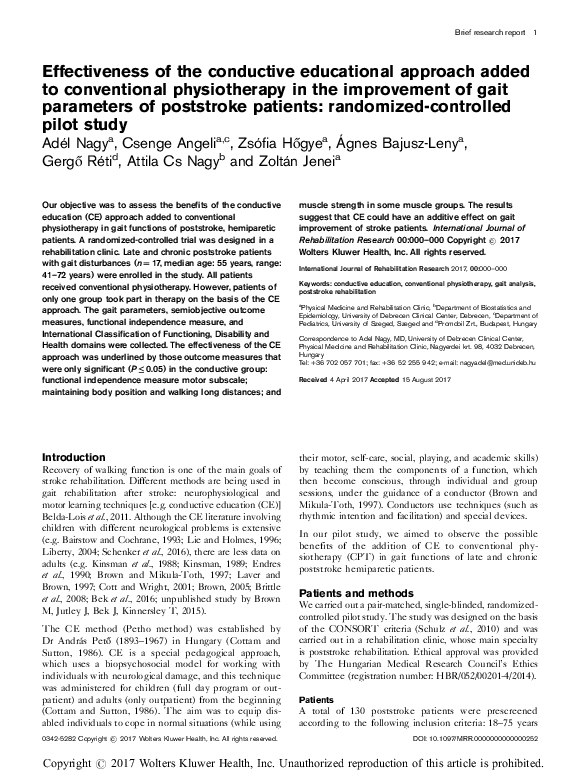 (PDF) Effectiveness of the conductive educational approach added to ...