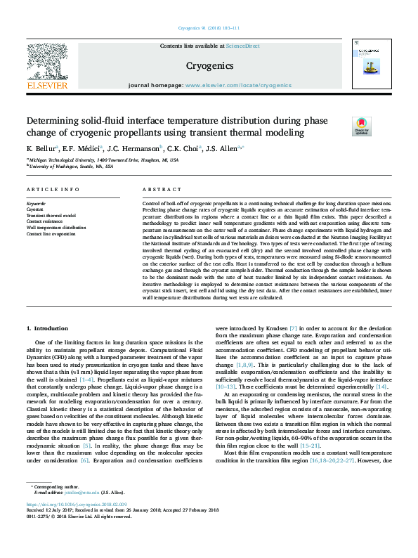 (PDF) Determining solid-fluid interface temperature distribution during phase change of ...