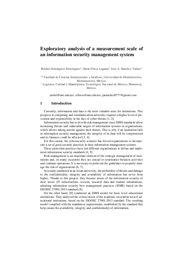 (PDF) Exploratory analysis of a measurement scale of an information ...