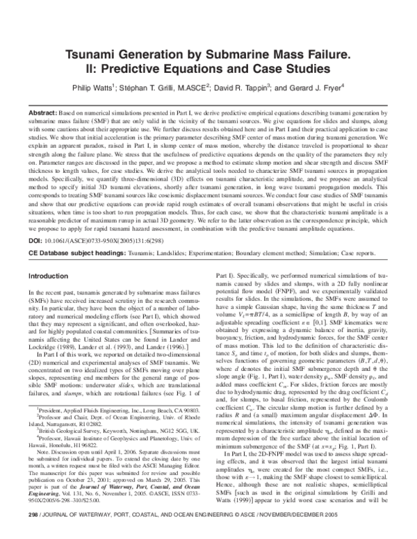 (PDF) Tsunami Generation by Submarine Mass Failure. II: Predictive ...