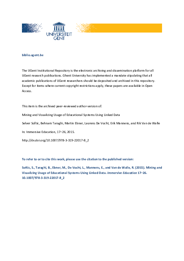 (PDF) Mining and Visualizing Usage of Educational Systems Using Linked Data