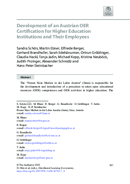 (PDF) Development of an Austrian OER Certification for Higher Education ...