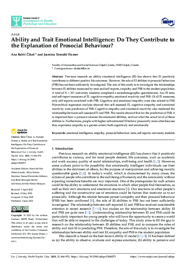 (PDF) Ability and Trait Emotional Intelligence: Do They Contribute to ...